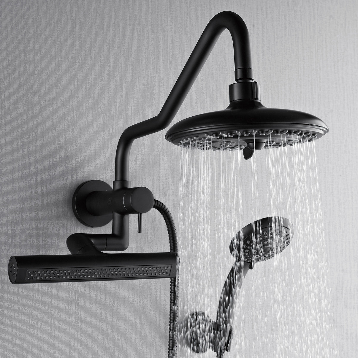 Forno Acqua AcquaFALL Mini 8 Inch Shower Head, Matte Black Finish, Ove ...